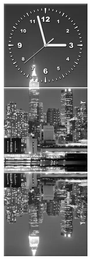 Gario Obraz s hodinami Noční Manhattan - 3 dílný Rozměry: 90 x 30 cm
