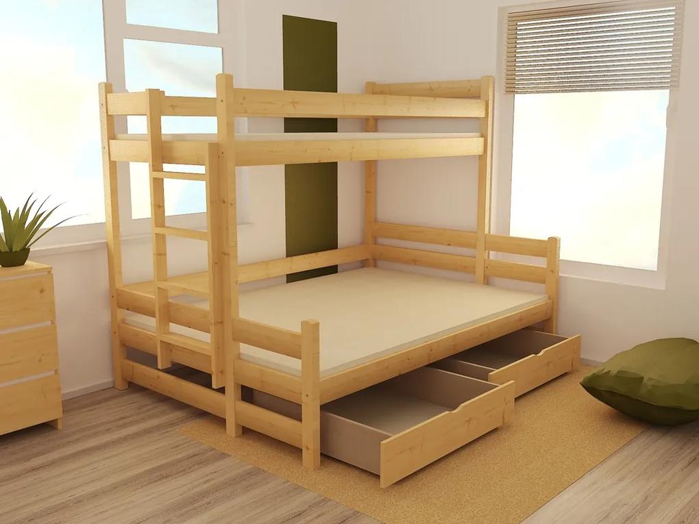 Vomaks Patrová postel s rozšířeným spodním lůžkem PPS 003 100/120 x 200 cm bezbarvý lak vpravo