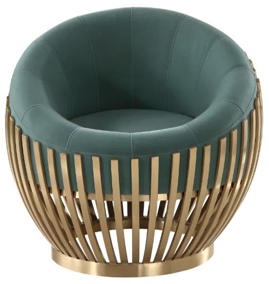Kulatý sedák s luxusními prvky MAJESTIC Stříbrná Zelená