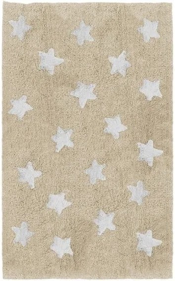 Béžový dětský ručně vyrobený koberec Tanuki Stars, 120 x 160 cm