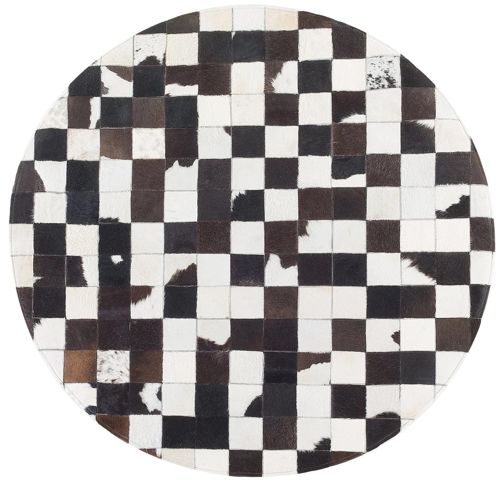 Černobílý patchwork koberec z hovězí kůže ⌀ 140 cm BERGAMA Beliani
