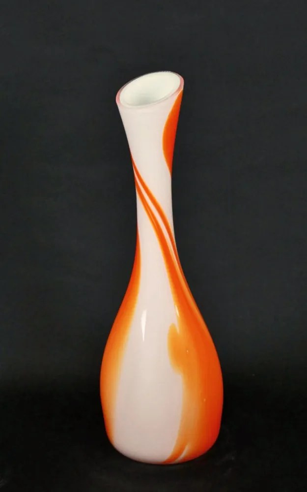 Váza designová Kužel střední spirála oranžová 40 - 50cm