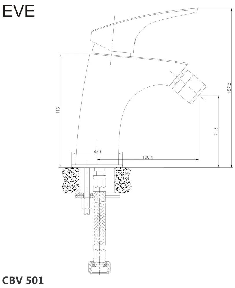 Mereo Eve bidetová baterie bez výpusti mosaz chrom CBV501