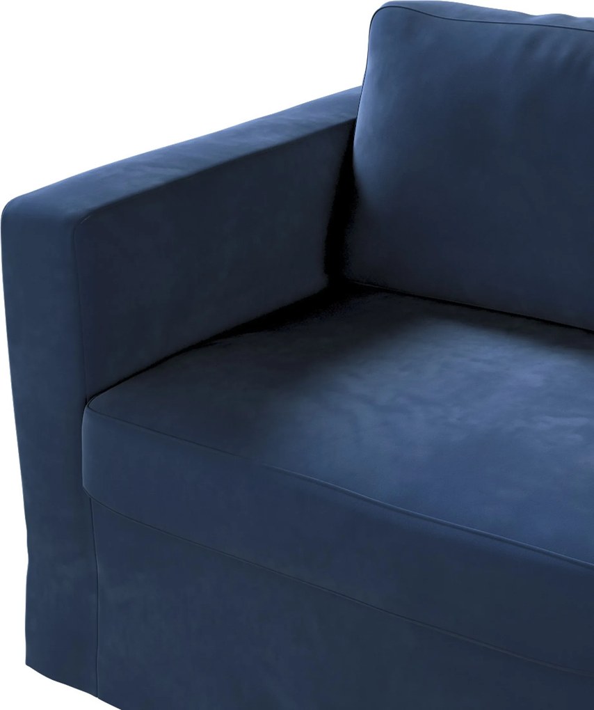 Potah na pohovku IKEA Karlstad 2-místná , nerozkládací, dlouhý barva tmavě modrá látka lesklé, sametová