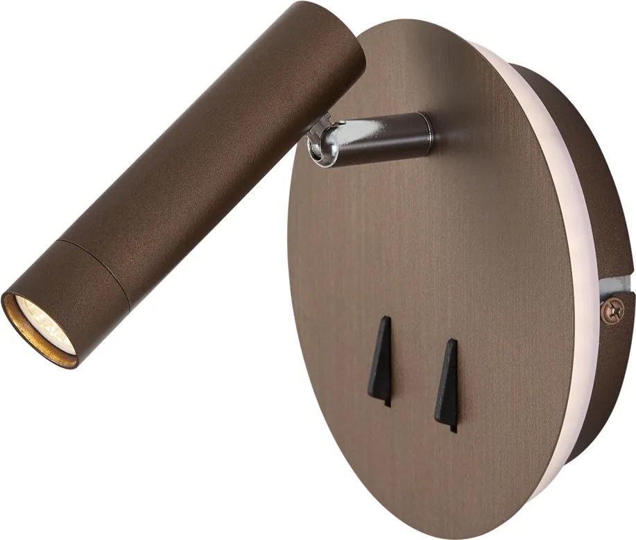 Moderní nástěnné svítidlo tmavě bronzové vč. LED s USB-C - Croft