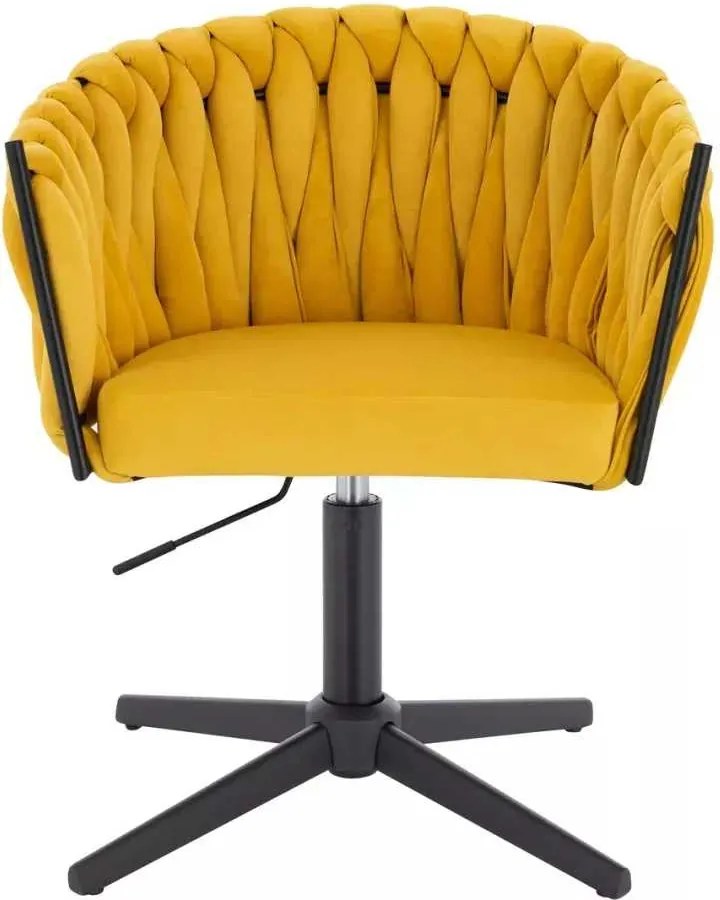 LuxuryForm DESIGN Otočná židle NORDEN VELUR na černém kříži - žlutá