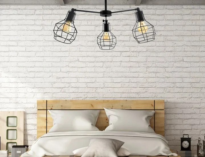 Toolight - Závěsné kovové stropní svítidlo 3-ramenné 3xE27 60W APP734-3C, černá, OSW-08763