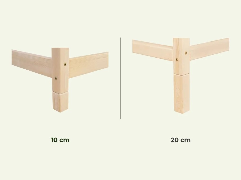 Benlemi Sada přídavných nohou FOOTS Zvolte barvu: Transparentní vosková lazura matná, Zvolte rozměr: 20 cm, Zvolte variantu: Pro postele o šířce od 140 cm a více (6 ks)
