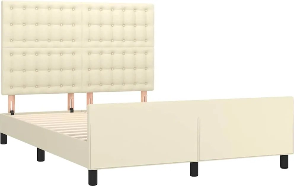 Rám postele s čelem krémový 140x190 cm umělá kůže 3125569