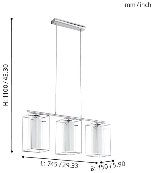 Eglo 94378 - Lustr LONCINO 1 3xE27/60W/230V
