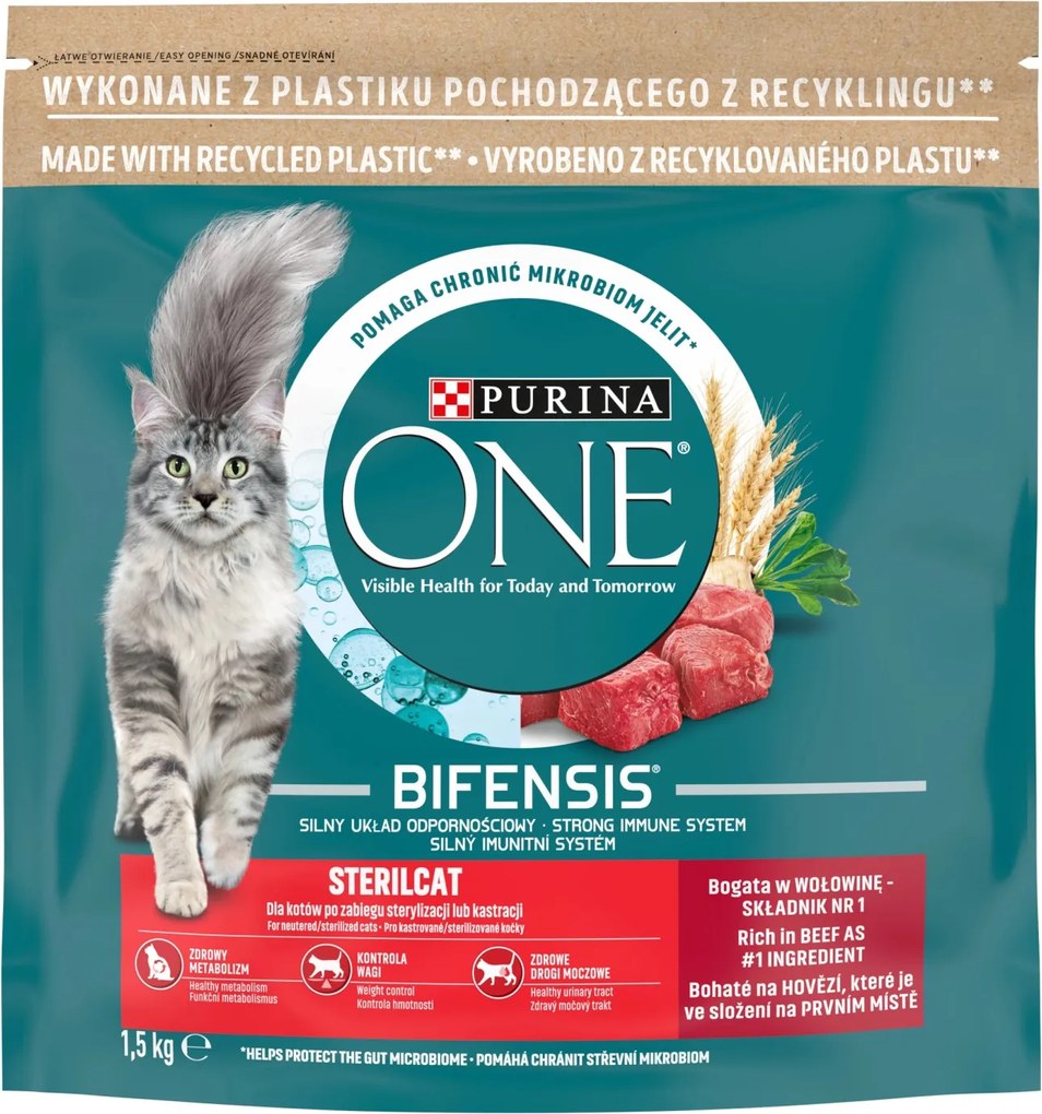 Purina One Granule pro kočky Sterilcat hovězí s pšenicí 1,5 kg
