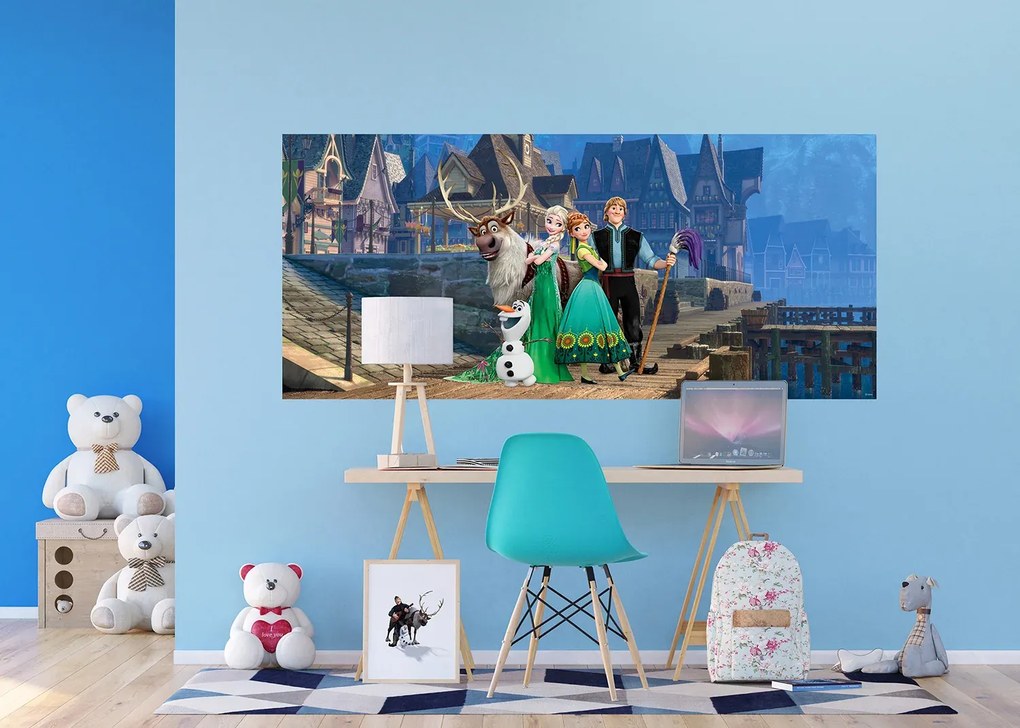 Dětská vliesová fototapeta na zed' Ledové království ve městě, Disney | 202 x 90 cm | DFTDNH 5365