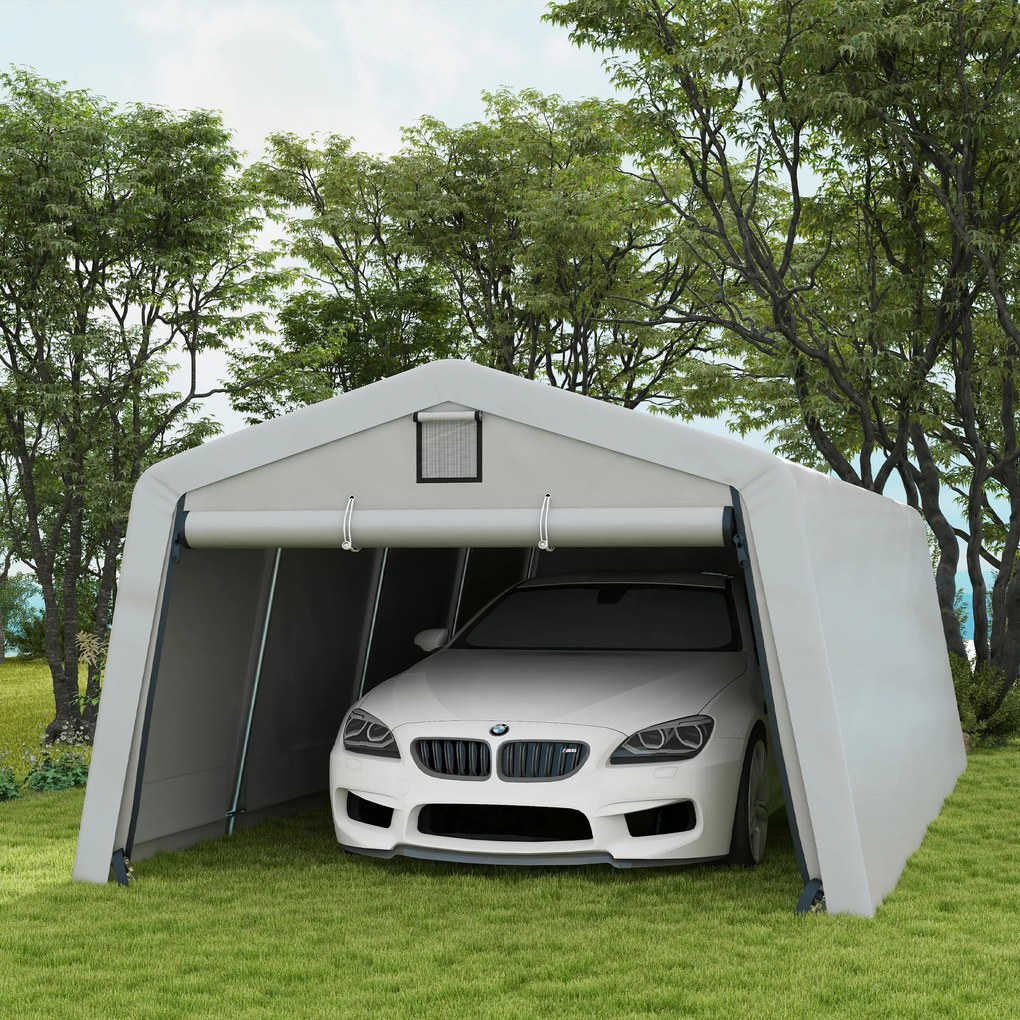 Outsunny Stan pro parkování Autosunny 6,2L x 3,3W x 2,4H m, robustní pozinkovaná ocel, vysokohustotní PE 150 g/m², voděodolný, anti-UV, světle šedý, …