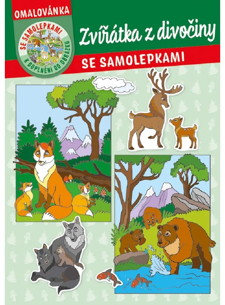 Omalovánka - A4 - se samolepkami - Zvířátka z lesa