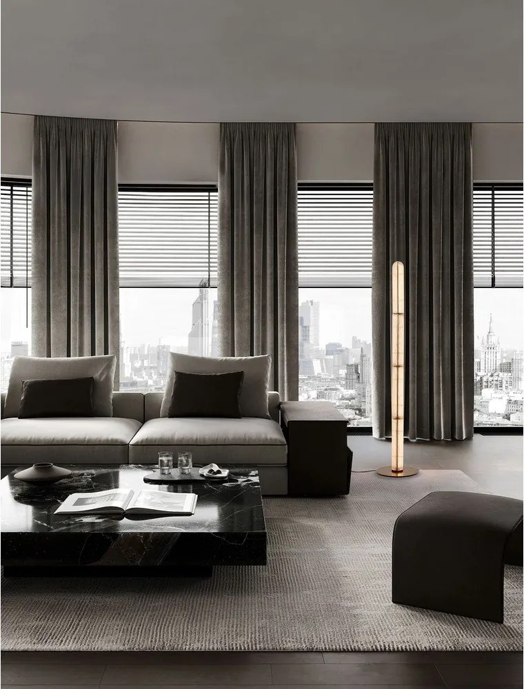 Kovová LED stojací lampa v mosazné barvě se skleněným stínidlem (výška 165,5 cm) Gloree – Nova Luce