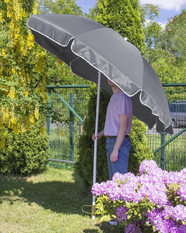JU Slunečník z polyesterové tkaniny, 240 cm, 8 drátů, sklopný, šedý