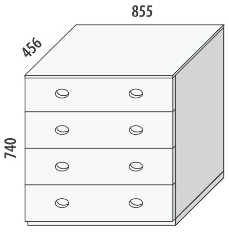 Komoda zásuvková Domestav D419 Materiál: Buk cink, Barevne provedení: Přírodní provedení