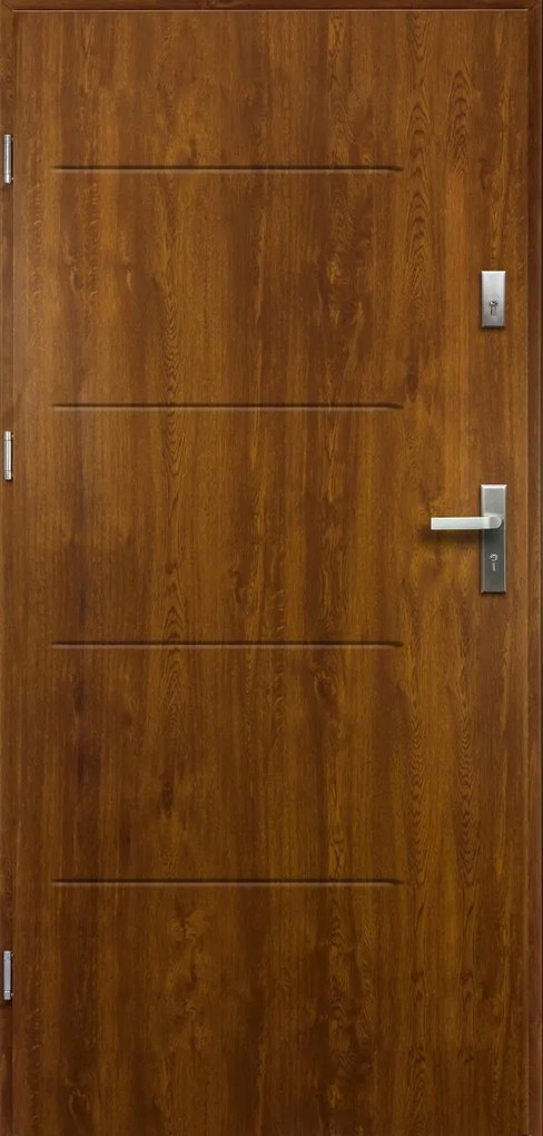 Vchodové dveře Tytan, 90 L, rozměr vč. zárubně: 1000 × 2070 mm, ocel, levé, dub zlatý, plné