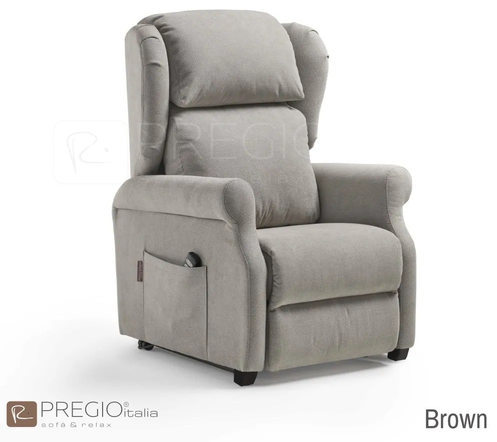 Pregio Italia sofa&relax Elektrické relaxační křeslo Brown Provedení: El. polohovací křeslo + odnímatelné područky + stolek, Vzorník látek: tekno fibra 05 cork