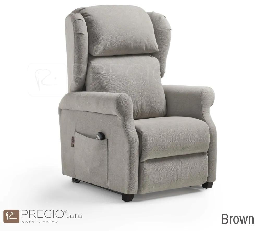 Pregio Italia sofa&relax Elektrické relaxační křeslo Brown Provedení: El. polohovací křeslo + odnímatelné područky + stolek, Vzorník látek: tekno fibra 11 brown