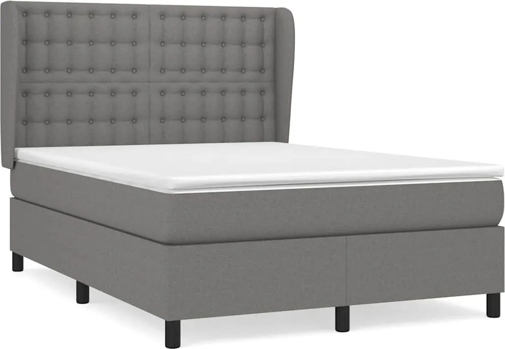 Box spring postel s matrací tmavě šedý 140 x 190 cm textil 3128278