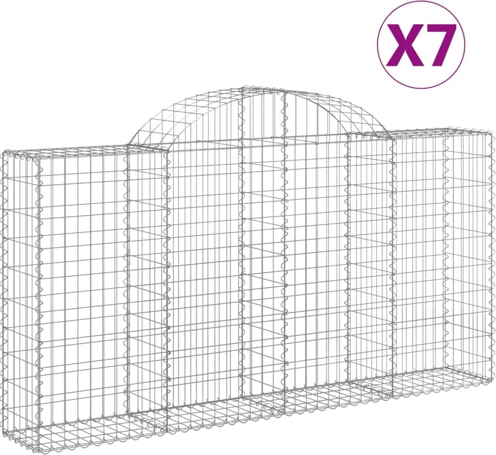 Klenuté gabionové koše 7 ks 200x30x100/120cm pozinkované železo 3146115