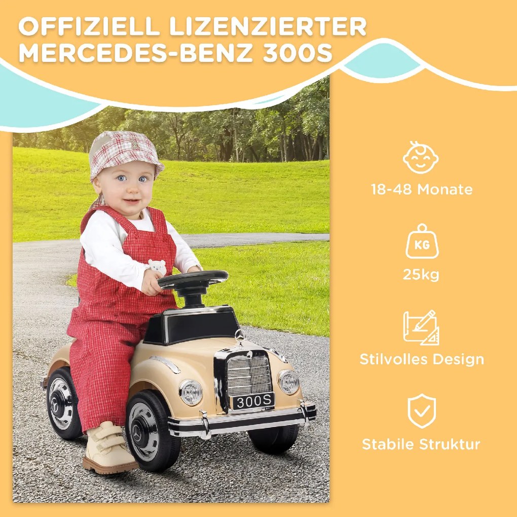 AIYAPLAY Posuvné dětské auto Mercedes Benz Design 300 S Design, béžová barva