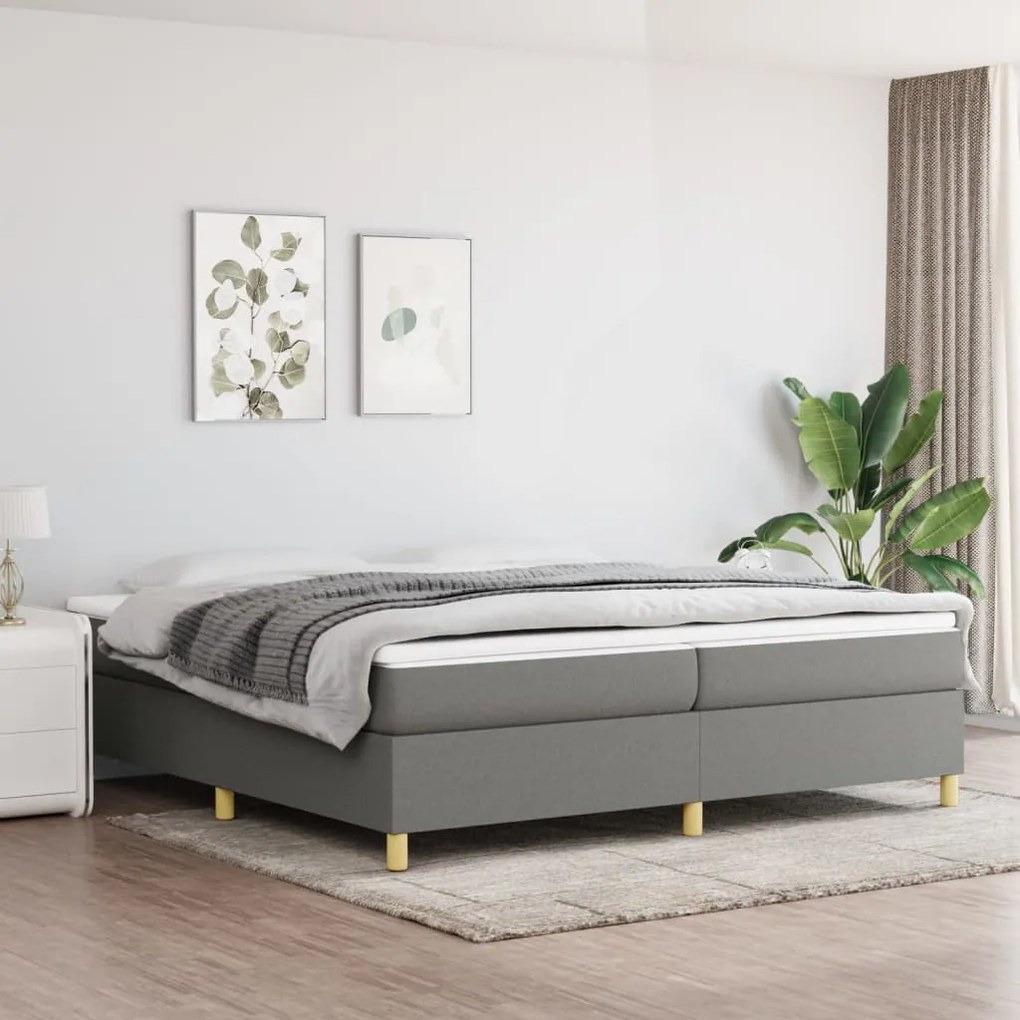 Rám postele s boxspringem tmavě šedý 200 x 200 cm textil 3120986