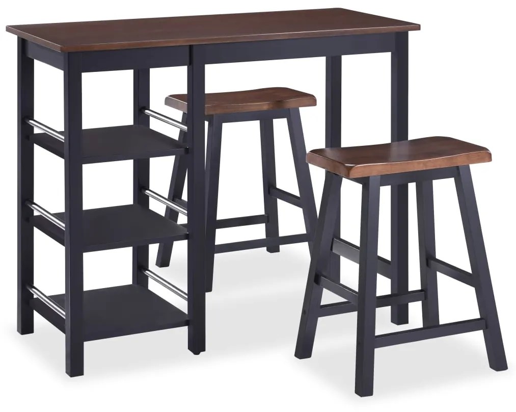 Barový set 3 ks MDF černý 245363