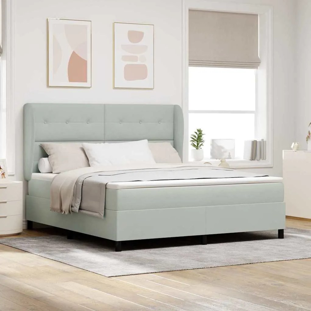 Postel s boxspringem s čelo Světle šedá 200 x 180 cm samet 3340940