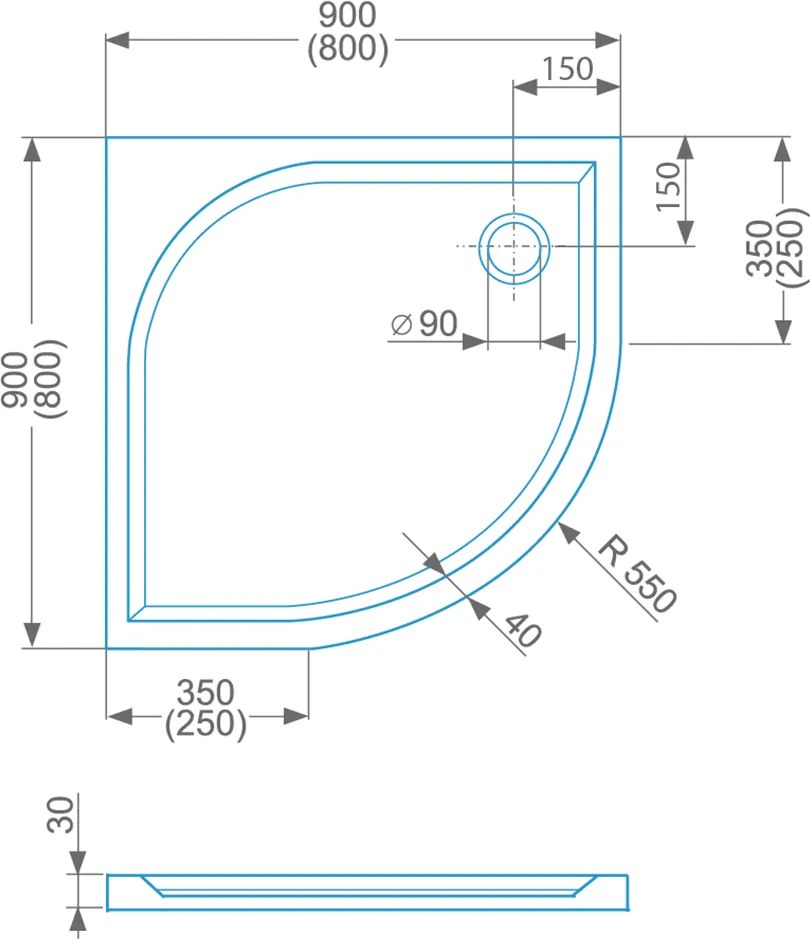 Roltechnik Sprchová vanička iCAST ROUND z litého mramoru 90 cm 90 cm 8000220