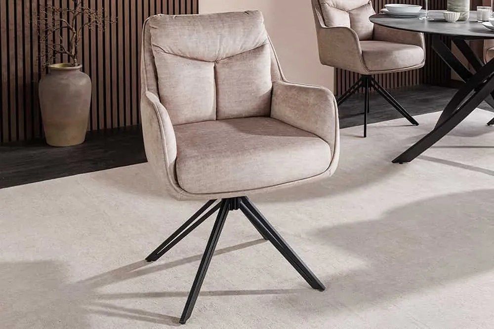 Designová otočná židle Brock béžový samet