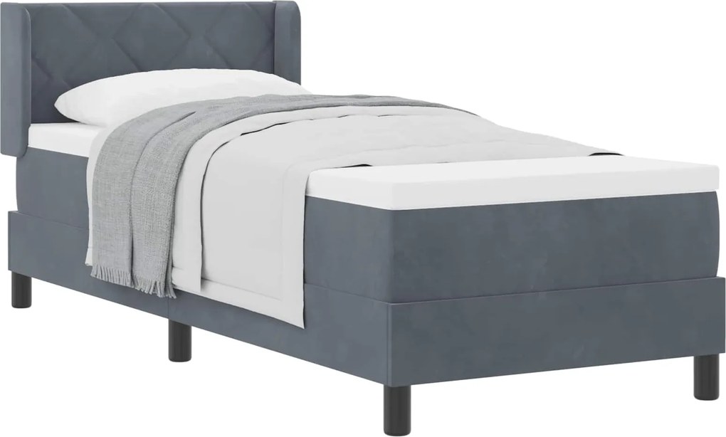 Postel s boxspringem s čelo Tmavě šedá 200 x 80 cm samet 3341493