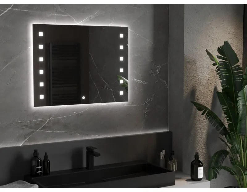 Mexen Ner, LED koupelnové zrcadlo s podsvícením 80x60 cm, 6000K, ochrana proti zamlžování, 9809-080-060-611-00