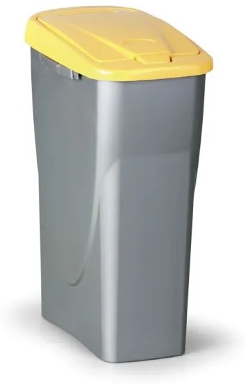 Plastový odpadkový koš s víkem 25 l, žluté víko