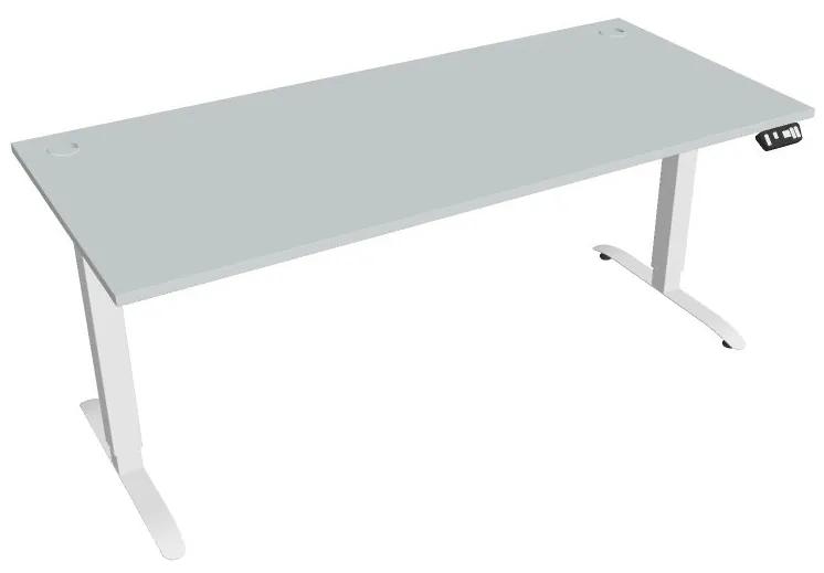 Elektr. nastavitelný stůl 180x80 s pamětí - HOBIS MOTION MS 2M 1800 Dekor stolové desky: šedá, Barva kovové podnože: bílá