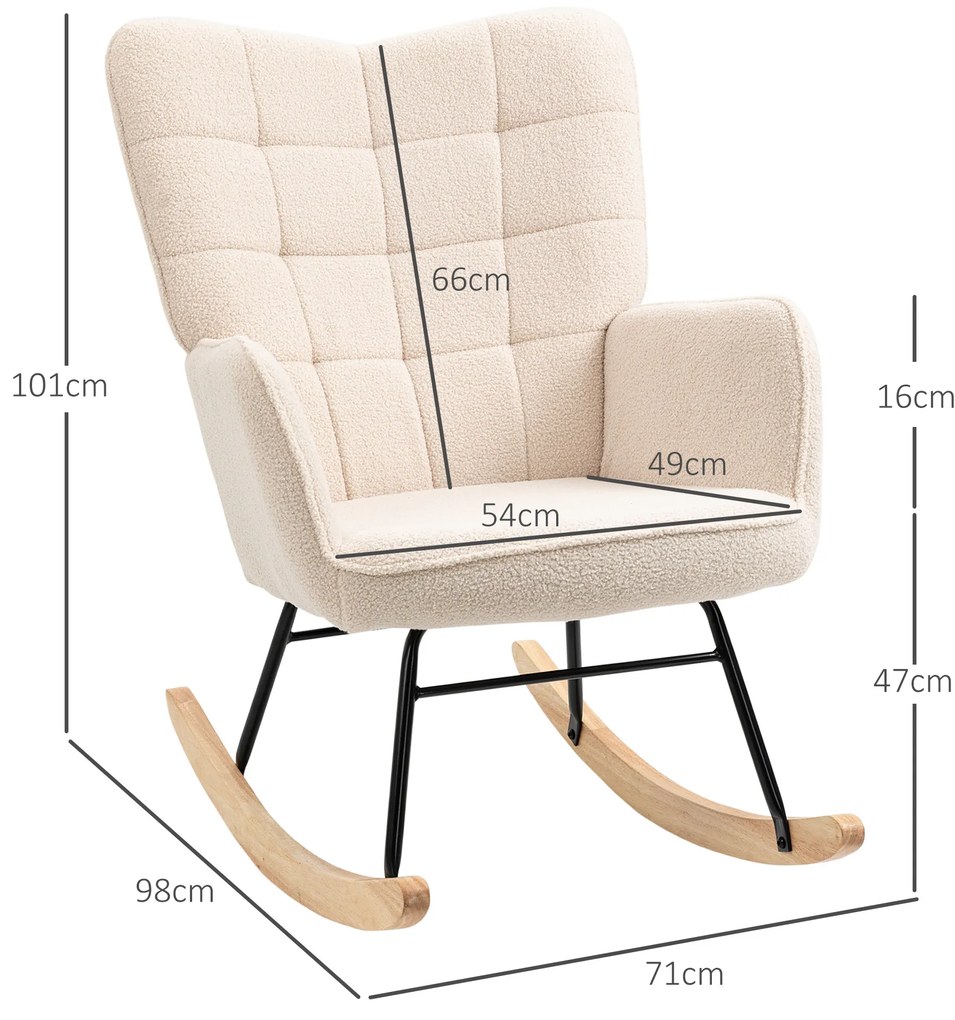 HOMCOM Houpací křeslo Houpací křeslo, akcentové křeslo, relaxační křeslo s berberským rounem, do 120 kg, béžové, 71x92x101 cm| Aosom