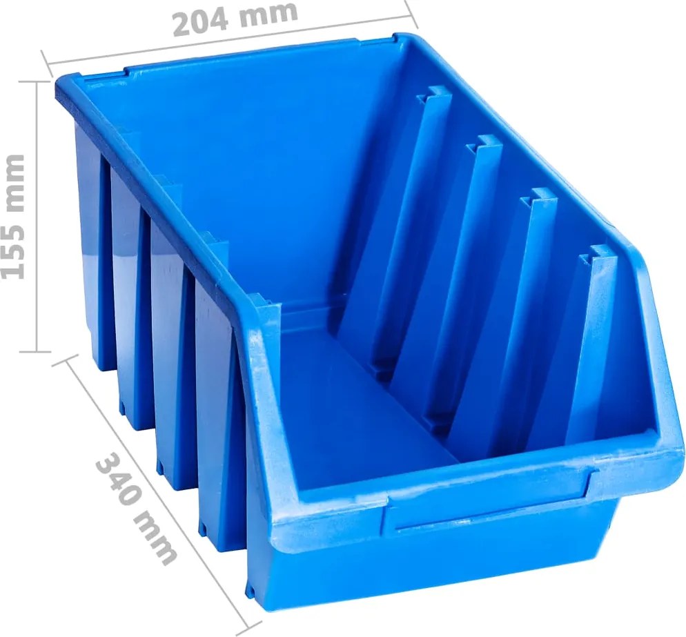 Stohovatelné úložné zásobníky 14 ks modré plast 146286