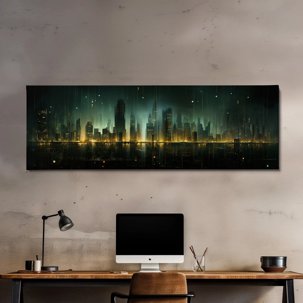 Obraz na plátně - Futuristické město - Abstrakce - Město zítřka FeelHappy.cz Velikost obrazu: 210 x 70 cm