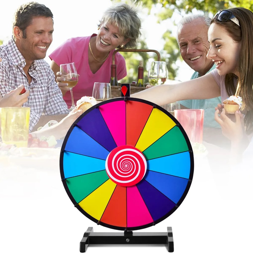 Costway Hračka 24" Wheel of Fortune Barevné kolo Hry pro loterijní hry Slovní