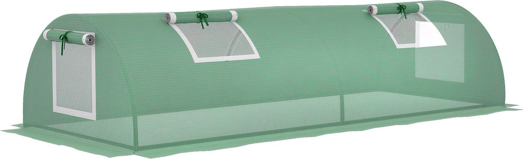 Zahradní skleník Outsunny s rolovacím oknem, zimní ocelová konstrukce, voděodolný skleník pro balkon, rajčatový skleník s UV ochranou 200x80x45cm | Ao