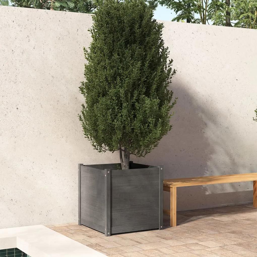 810562 vidaXL Zahradní truhlík šedý 60 x 60 x 60 cm masivní borovice