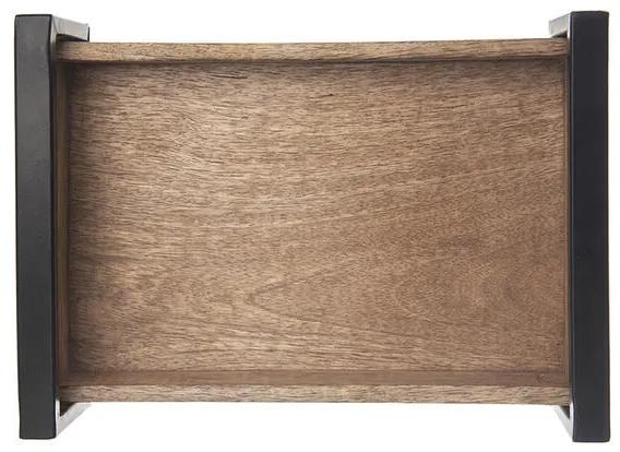 Dřevěný podnos MANGO s kovovými úchyty 31 x 22 cm