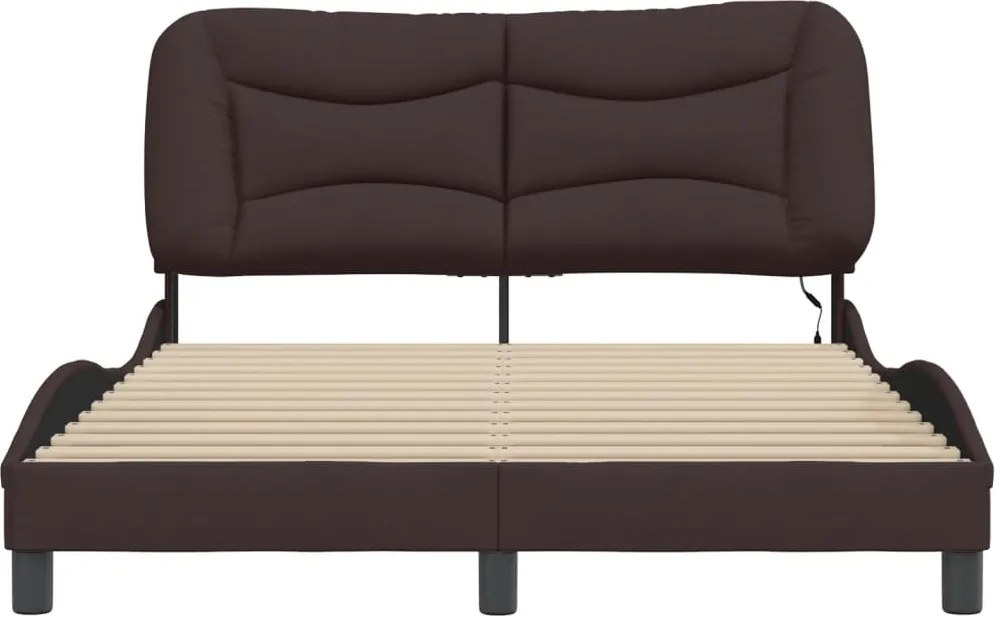Rám postele s LED bez matrace Hvar Tmavě hnědá 140x190 cm Látka 3213700