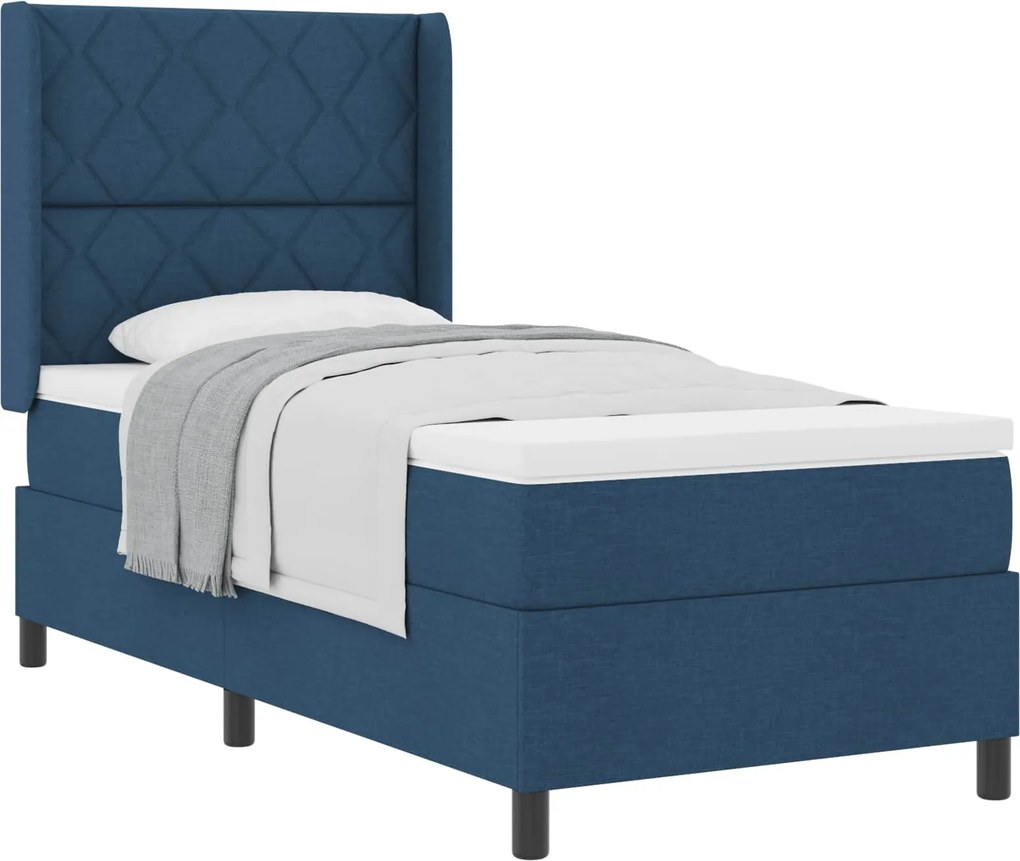 Postel s boxspringem s polštářem Modrá 200 x 90 cm textil 3341692