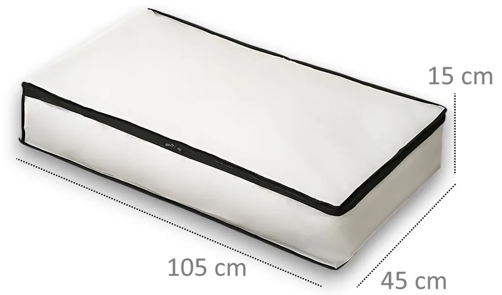 Arte Regal Textilní úložný box na uschování oblečení a ložního prádla, WHITE KIPIT, 105x45x15, bílý