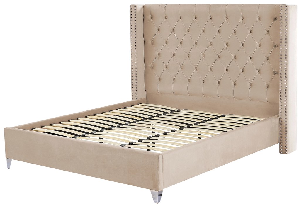 Béžová čalouněná postel s rámem LUBBON 180 x 200 cm Beliani