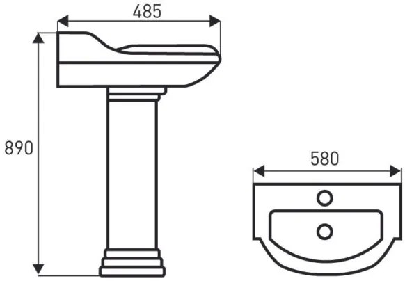 Novoterm Keramické závěsné umyvadlo NV-Retro KR-12 s podstavcem