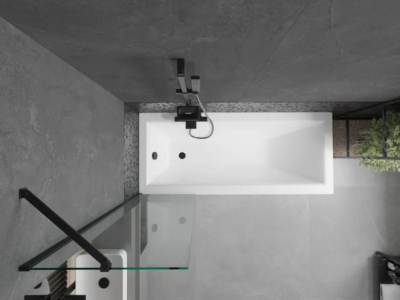 Mexen Next, vanová zástěna 1-křídlová 50 x 150 cm, fixní křídlo, 6 mm čiré sklo, černý profil, 895-050-000-00-00-70