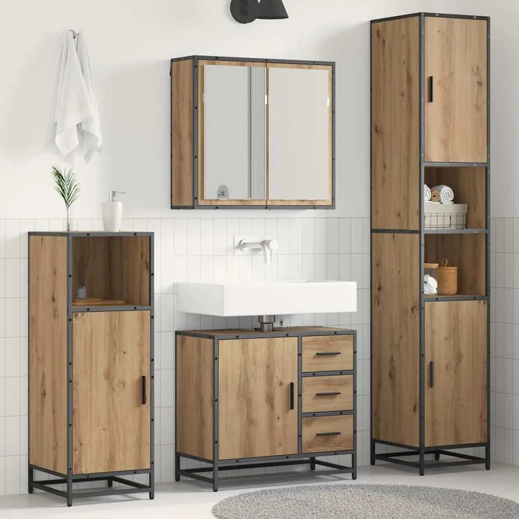 Sada koupelnového nábytku 3 ks Artisanový dub Kompozitní dřevo 3402534